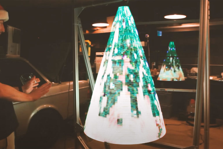 Holographic Christmas Tree is Just a Dizzying LED Illusion - TechEBlog